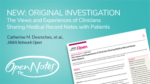 Survey Reveals Clinicians Support Sharing Notes with Patients - OpenNotes